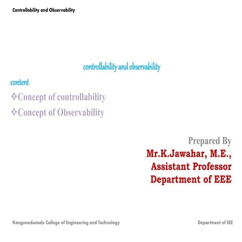 Controllability and observability | PDF