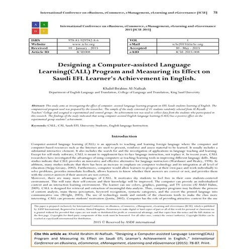 Designing a Computer-assisted Language Learning(CALL) Program and ...
