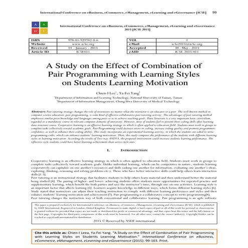 A Study on the Effect of Combination of Pair Programming with Learning ...