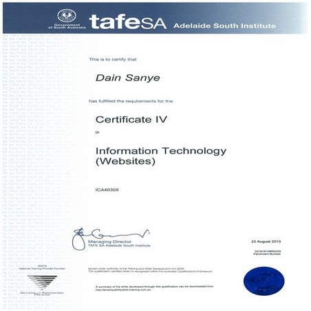 ICA40305 Certificate IV in Information Technology | PDF