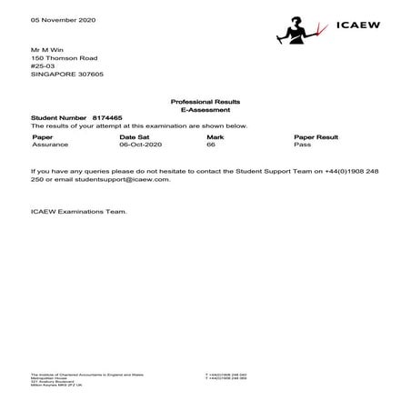 Icaew results letter (1) | PDF