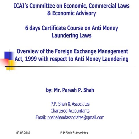 Icai fema & pmla presentation 03.06.2018