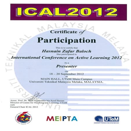 International Conference on Active Learning 2012 | PDF