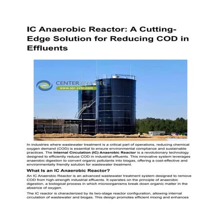 IC Anaerobic Reactors Improving Aquaculture Wastewater Treatment for ...