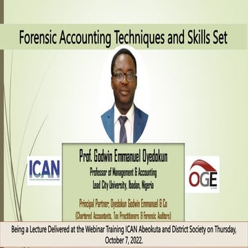 Forensic Accounting, Techniques and Set Skills - Prof Godwin Oyedokun.pptx