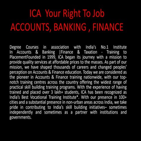 ICA Job Guarantee| Institute of accounting |Institute of computer ...