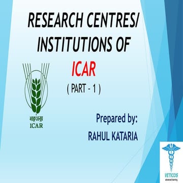 ICAR research centres, Indian Council of Agricultural Research ...