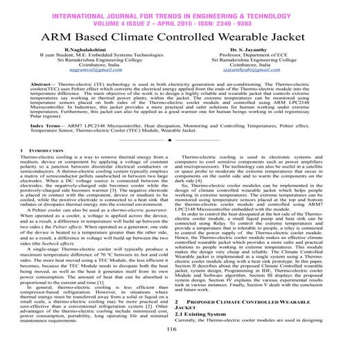ARM Based Climate Controlled Wearable Jacket | PDF