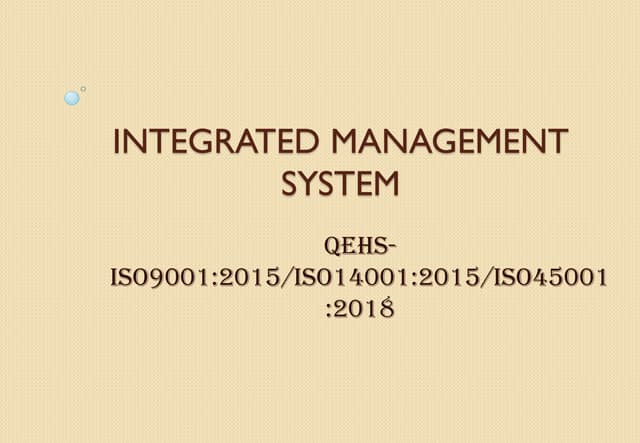 ISO 9001, 14001, 45001 (IMS) basics training material | PDF