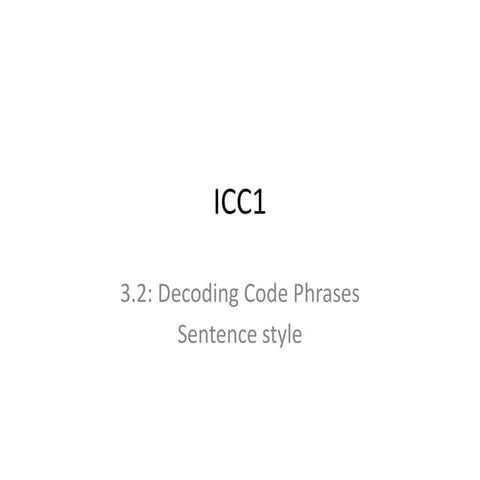 Icc1 code phrases sentences | PPTX