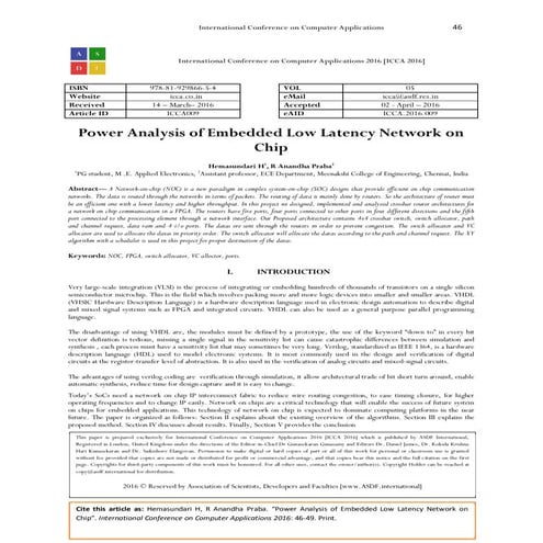 Power Analysis Of Embedded Low Latency Network On Chip Pdf 0783