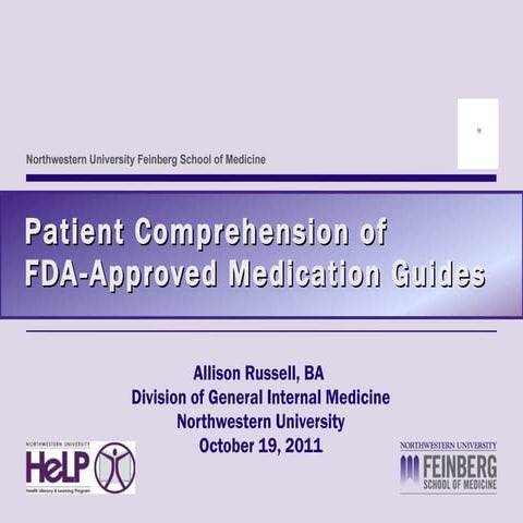 Patient Comprehension of FDA-Approved Medication Guides | PPT