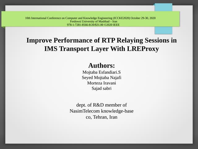 Lreproxy Module For Kamailio Presenation Pdf Computer Networking Computing