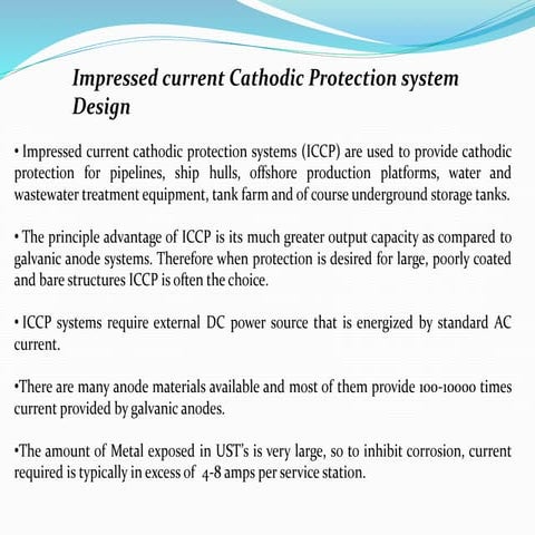 Impressed Current Cathodic Protection System Design ICCP | PPTX