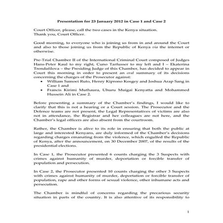Icc presentation on kenya cases | PDF