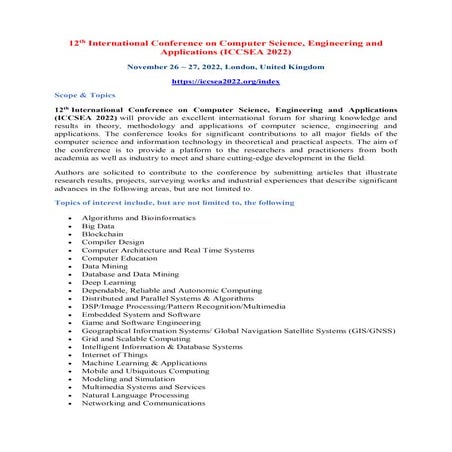 12th International Conference on Computer Science, Engineering and Applications (ICCSEA 2022) | PDF