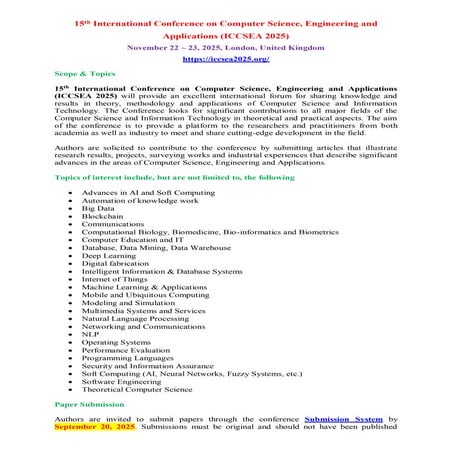 15th International Conference on Computer Science, Engineering and ...