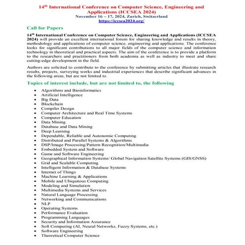 14th International Conference on Computer Science, Engineering and Applications (ICCSEA 2024) | PDF