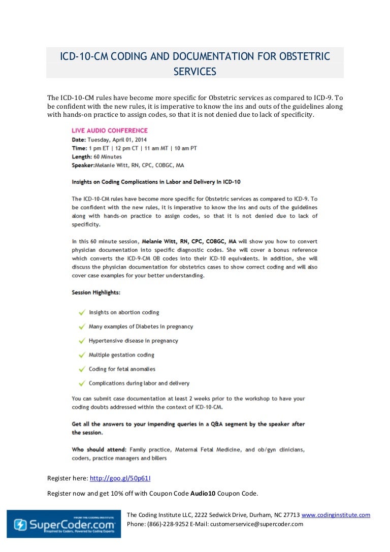 Icd 10-cm coding and documentation for obstetric services Icd 10-cm coding and documentation for obstetric services