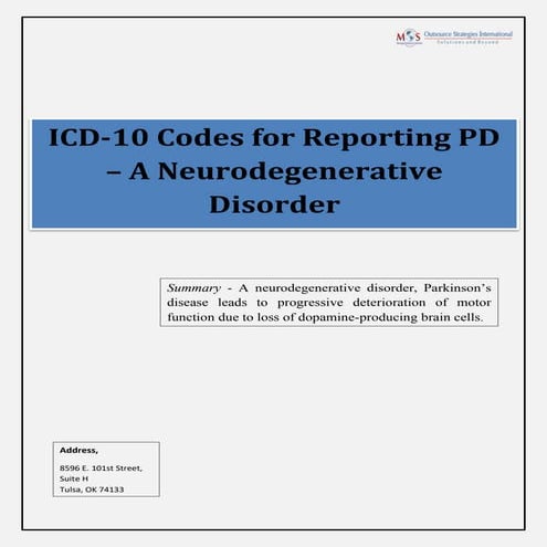 ICD-10 Codes for Reporting PD – A Neurodegenerative Disorder | PDF