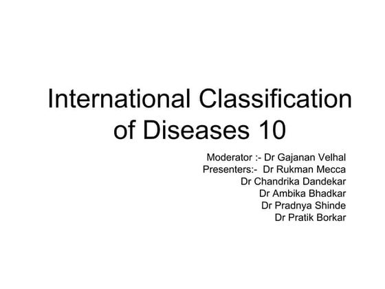 International classification of disease | PPTX | Infectious Diseases ...
