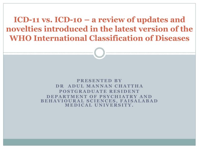 ICD 11.pptx classification of mental disorder | PPTX