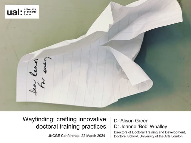 Wayfinding: crafting innovative doctoral training practices | PPT Wayfinding: crafting innovative doctoral training practices | PPT