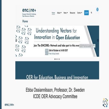 ICDE Open Innovation Framework - ENCORE+ Network event on Innovation ...