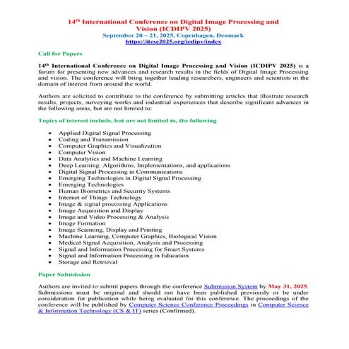 Call for Papers - 14th International Conference on Digital Image ...