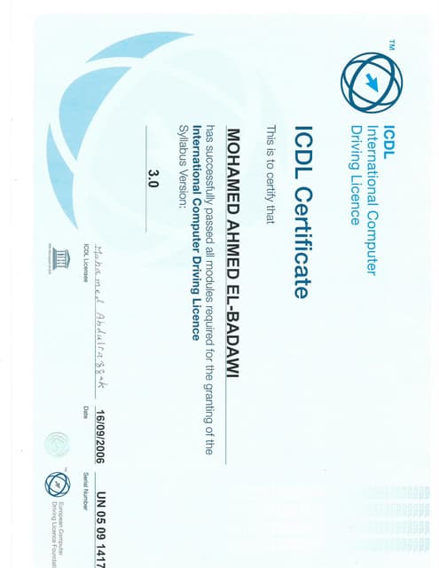 ICDL PROFILE CERTIFICATE | PDF