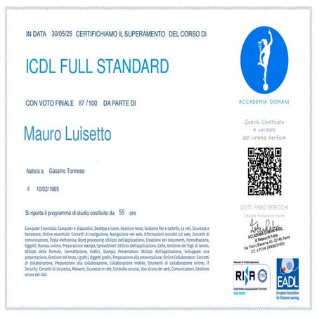ICDL FULL STANDARD 2025 Luisetto mauro - Academia domani- 55 HOURS LONG pdf | PPT