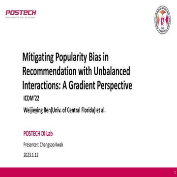 [ICDM'22] Mitigating Popularity Bias in Recommendation with Unbalanced ...