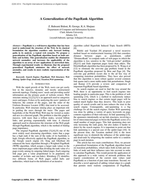 A Generalization Of The Pagerank Algorithm Notes Pdf