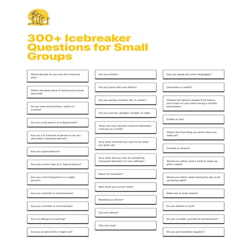 Small Group Icebreaker Questions 24 Icebreaker Games And Activities