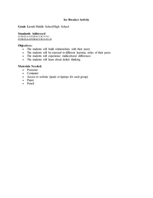 Ice breakers Presentation | PPTX