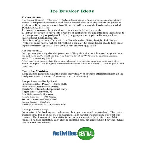 Ice breaker ideas | PDF