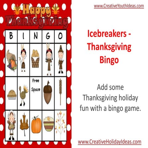 Icebreakers - Thanksgiving Bingo | PPTX
