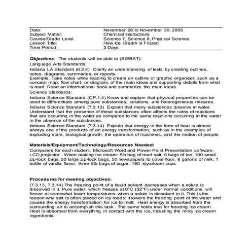Ice cream lesson plans | DOCX