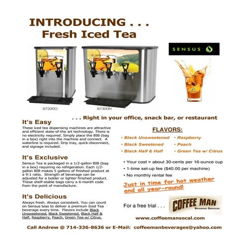 FRESH BREWED ICED TEA from COFFEE MAN BEVERAGE SERVICES | PDF