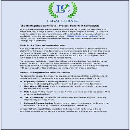 ICEGate Registration Kolkata – Process, Benefits & Key Insights.pdf