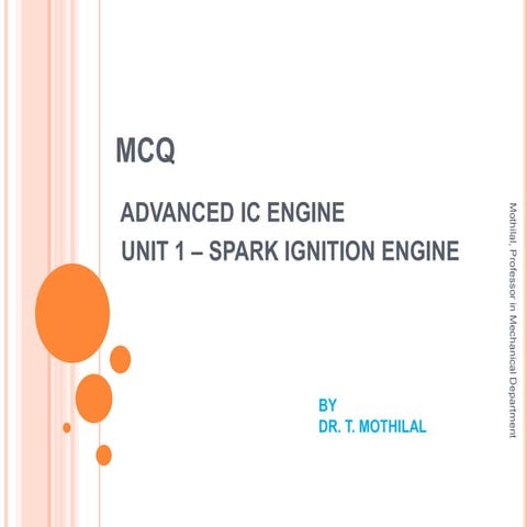 OBJECTIVE QUESTION - ADVANCE IC ENGINE(ME6016) - UNIT 1 - SPARK ...