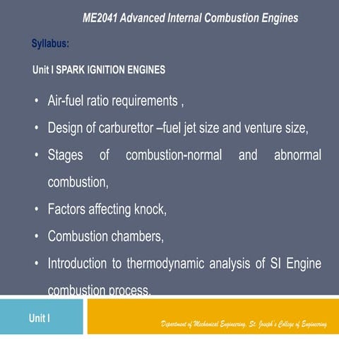 Advanced Ic engines unit 1 | PPTX