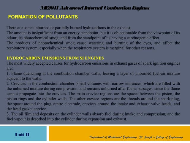Pollutants from SI Engine | PPTX