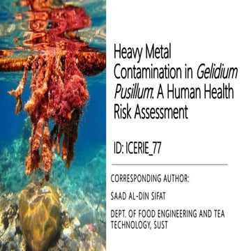 Heavy Metal Contamination in Gelidium Pusillum: A Human Health Risk ...