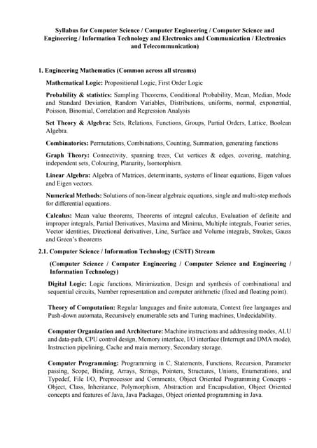 Gate 2014 syllabus | DOCX