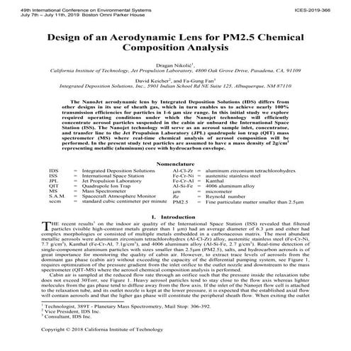 Design of an Aerodynamic Lens for PM2.5 Chemical Composition Analysis | PDF | Indoor ...