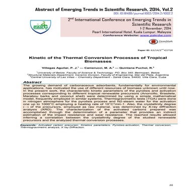 Kinetic of the Thermal Conversion Processes of Tropical Biomasses | PDF