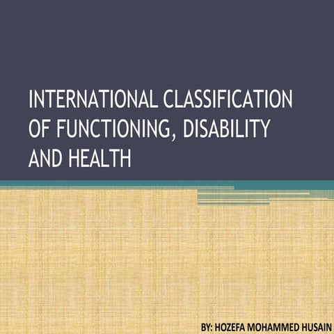 Icf International Classification Of Functioning Disability And Health Pptx