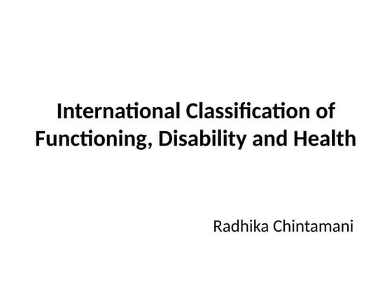 International classification of functioning, disability and health. | PPT