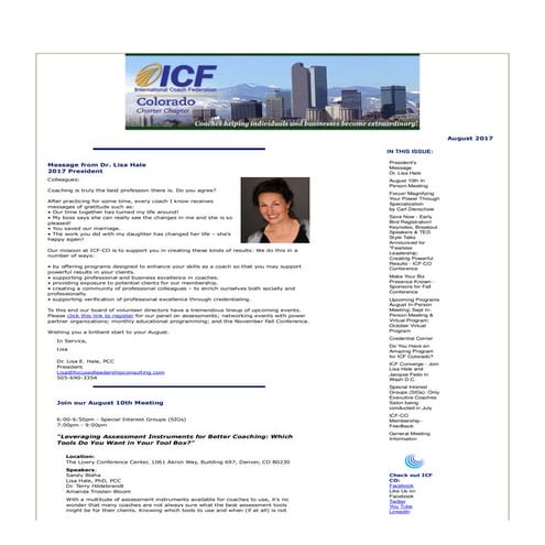 August 2017: ICF Colorado Newsletter | PDF